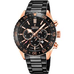 Festina Chronograph »Keramik Kollektion« Armbanduhr, Quarzuhr, Herrenuhr, Stoppfunktion, Edelstahlarmband schwarz-schwarz Exquisiter Chronograph...