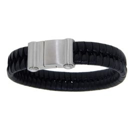 Firetti Armband &raquo;Schmuck Geschenk Lederarmband, Verschlu&szlig; gravierbar&laquo; edelstahlfarben-schwarz 21 cm Wundersch&ouml;nes Armband