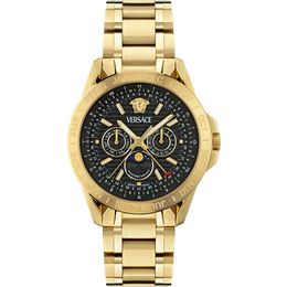 Versace Multifunktionsuhr »V-GALAXY MOONPHASE« Quarzuhr, Armbanduhr, Herrenuhr, Swiss Made, Edelstahlarmband, Mondphase goldfarben 0 Ansprechende...