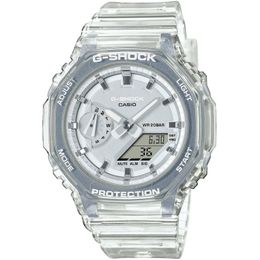 Casio G-SHOCK Chronograph Quarzuhr, Armbanduhr, Damen, Herren, digital, bis 20 bar wasserdicht transparent-silberfarben Trendstarker Chronograph...
