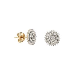 Firetti Paar Ohrstecker »Schmuck Geschenk Gold 585 Ohrschmuck Blume/Blüte« mit Diamant gelbgoldfarben-silberfarben 9 mm Strahlender Ohrschmuck für...