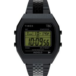 Timex Digitaluhr »LAB 80« Quarzuhr, Armbanduhr, Herrenuhr, Edelstahlarmband schwarz Schöne Digitaluhr für Herren