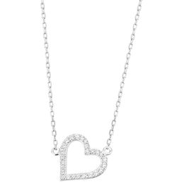 Firetti Kette mit Anhänger »Schmuck Geschenk Silber 925 Halsschmuck Halskette Ankerkette Herz« mit Zirkonia (synth.) silberfarben-kristallweiß...