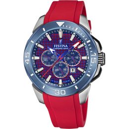 Festina Chronograph &raquo;Chrono Bike&laquo; Armbanduhr, Quarzuhr, Herrenuhr, Stoppfunktion, bis 10 bar wasserdicht rot Exquisiter Herrenchronograph