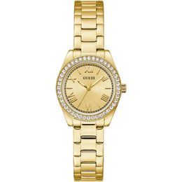 Guess Quarzuhr &raquo;MINI LUNA GLITZ&laquo; Armbanduhr, Damenuhr, Edelstahlarmband, analog, Kristallsteine goldfarben Geschmackvolle Damenarmbanduhr