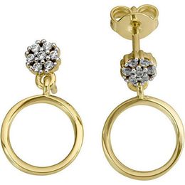 Firetti Paar Ohrstecker »Schmuck Geschenk Gold 333 Ohrschmuck Ohrringe Kreis rund bicolor« mit Brillanten gelbgoldfarben-weißgoldfarben Stylishe...