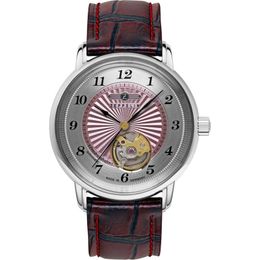 Zeppelin Automatikuhr »Friedrichshafen Lady Open Heart« Armbanduhr, Damenuhr, Made in Germany, Mechanische Uhr, analog bordeaux-rosa Exquisite...
