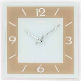 AMS Wanduhr »W9574« Quarzuhr, Glas, Wohnzimmer, Esszimmer, Küche, Arbeitszimmer, Büro, Flur beige Schicke Wanduhr