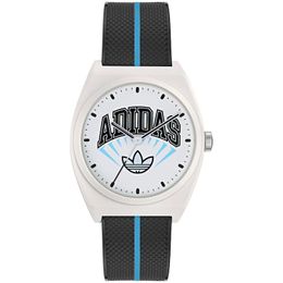 adidas originals Quarzuhr »PROJECT TWO« Armbanduhr, Herrenuhr, Damenuhr, Resinarmband, wasserabweisend bis 5 bar schwarz-hellblau Angesagte...