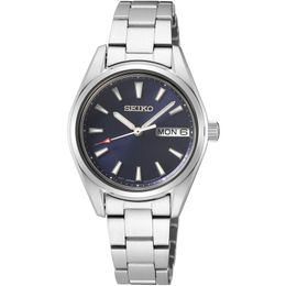 Seiko Quarzuhr Armbanduhr, Damenuhr, Saphirglas, Datum, Edelstahlarmband silberfarben Klassische Armbanduhr für Damen