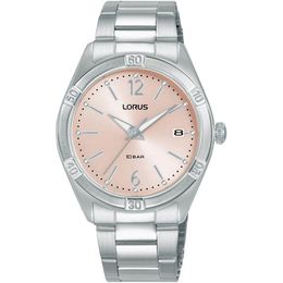 Lorus Quarzuhr Armbanduhr, Damenuhr, Edelstahlarmband, bis 10 bar wasserdicht silberfarben-ros&eacute; Klassisch sch&ouml;ne Damenarmbanduhr