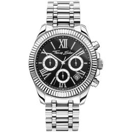 Thomas Sabo Chronograph »DIVINE CHRONO« Quarzuhr, Armbanduhr, Damen, Datum, Stoppfunktion, 12/24-Std.-Anzeige silberfarben-schwarz Geschmackvoller...