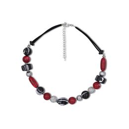 Firetti Collier »teilweise mehrreihig, rot, schwarz« Made in Germany - mit Hämatit, Glasstein metallfarben-schwarz-rot-weiß Modische Halskette als...