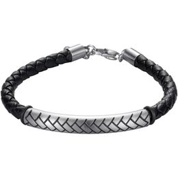 Firetti Armband »Schmuck Geschenk Edelstahl Leder Armschmuck Armkette Loobstprägung« edelstahlfarben-schwarz 23 cm Trendig und cool präsentiert...