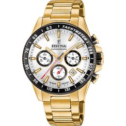 Festina Chronograph »Timeless Chronograph« Armbanduhr, Quarzuhr, Herrenuhr, Stoppfunktion, Edelstahlarmband goldfarben-silberfarben Modischer...