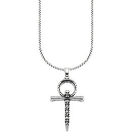 Bruno Banani Kette mit Anhänger »Schmuck Geschenk Halsschmuck Anhänger Kreuz mit Totenköpfe-Design« edelstahlfarben-schwarz Modische Halskette mit...