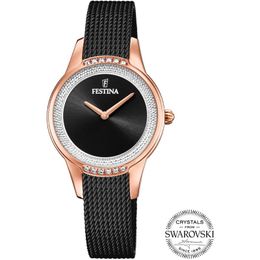 Festina Quarzuhr »Mademoiselle« Armbanduhr, Damenuhr, Edelstahlarmband, Ø 30 mm schwarz Moderne Armbanduhr für Damen