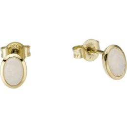 Firetti Paar Ohrstecker »Schmuck Geschenk Gold 333 Ohrschmuck Ohrringe oval« mit Opal gelbgoldfarben-weiß + weiß Hübsche Opal Ohrstecker