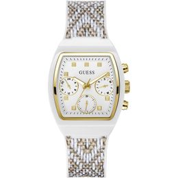 Guess Damen Multifunktionsuhr &raquo;RENDEZVOUS&laquo; Quarzuhr, Armbanduhr, Damenuhr, Datum, Wochentag, Nylon/Silikonarmband beige