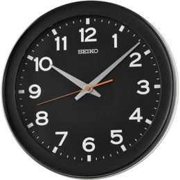 Seiko Wanduhr Quarzuhr, durchlaufende Sekunde, Küche, Arbeitszimmer, Büro schwarz Zeitlos schöne Wanduhr