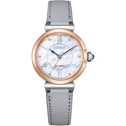 Citizen Solaruhr Armbanduhr, Damenuhr, Lederarmband, Saphirglas grau Ansprechende Damenarmbanduhr