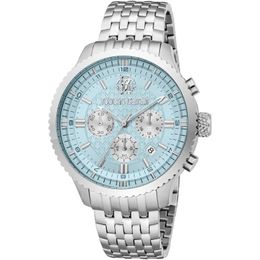 Roberto Cavalli Quarzuhr »Men« Armbanduhr, Herrenuhr, analog silberfarben-Hellblau Trendstarke Herrenarmbanduhr