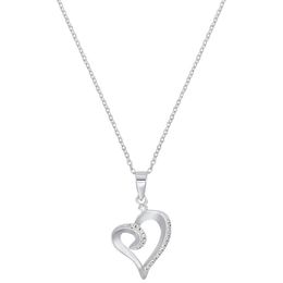 Amor Kette mit Anhänger »Silver Heart, 9834280« mit Zirkonia (synth.) silberfarben-weiß Trendy Damen-Halskette