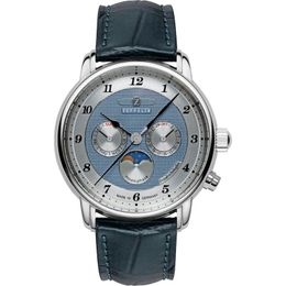 Zeppelin Quarzuhr »Friedrichshafen Moonphase« Armbanduhr, Herrenuhr, Made in Germany, analog, Wochentag, Mondphase dunkelblau Exquisite...