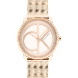 Calvin Klein Quarzuhr »CK ICONIC 35 mm« Armbanduhr, Damenuhr, Mineralglas, Edelstahlarmband roségoldfarben Schicke Damenarmbanduhr