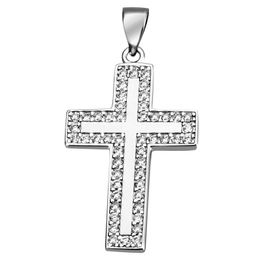 Firetti Kettenanhänger »Schmuck Geschenk Silber 925 Halsschmuck Anhänger Kreuz« () mit Zirkonia (synth.) silberfarben-kristallweiß + kristallweiß...
