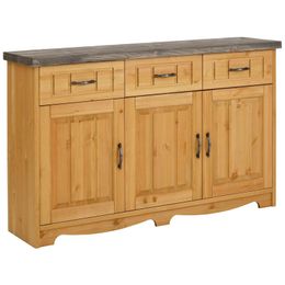 Home Affaire Sideboard »Trinidad Antique« Kommode, 148 cm, FSC zertifiziertes Massivholz natur/grau Aus massiver Kiefer, FSC -zertifiziert