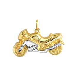 Firetti Kettenanhänger »Schmuck Geschenk Gold 375 Halsschmuck Anhänger Halskette Motorrad« () gelbgoldfarben-weißgoldfarben Anhänger für Motorrad Fans