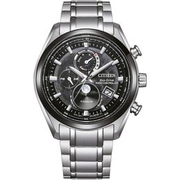 Citizen Funkchronograph »Tsuki-yomi« Armbanduhr, Herrenuhr, Solar, Titan, Stoppfunktion, Mondphase titansilberfarben-schwarz Exquisiter...