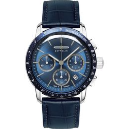 Zeppelin Chronograph »New York« Quarzuhr, Armbanduhr, Herrenuhr, Made in Germany, analog, Tag dunkelblau-blau 0 Trendstarker Herrenchronograph