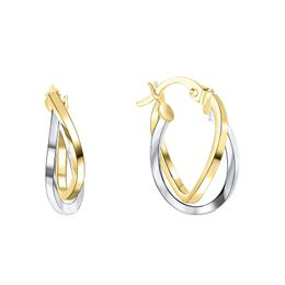 Firetti Paar Creolen »Schmuck Geschenk Gold 375 Ohrschmuck Creole« gelbgoldfarben-weißgoldfarben 14 mm Elegante Bügelcreolen