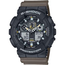 Casio G-SHOCK Chronograph Quarzuhr, Armbanduhr, Herrenuhr, digital, bis 20 bar wasserd.Resinarmband dunkelbraun-schwarz Ansprechender...