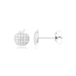 Firetti Paar Ohrstecker »Schmuck Geschenk Silber 925 Ohrschmuck Apple Apfel« mit Zirkonia (synth.) silberfarben-weiß + kristallweiß Strahlend...