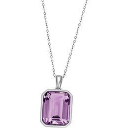 Firetti Kette mit Anhänger »Schmuck Geschenk Silber 925 Halsschmuck Halskette Ankerkette Quadrat« mit Amethyst oder Topas silberfarben-lila An...