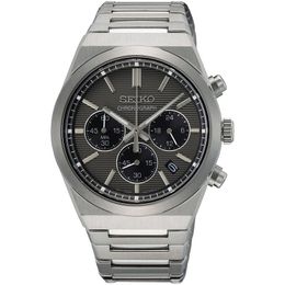 Seiko Chronograph Quarzuhr, Armbanduhr, Herrenuhr, Damenuhr, Stoppfunktion, Datum silberfarben-grau Geschmackvoller Chronograph für Sie & Ihn