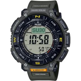 Casio PRO TREK Chronograph Quarzuhr, Armbanduhr, Herrenuhr, Funk, Solar, Stoppfunktion, Weltzeit dunkelgrün Exquisiter Chronograph für Herren