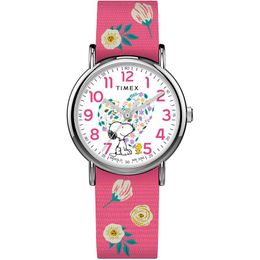 Timex Quarzuhr »PEANUTS WEEKENDER« Armbanduhr, Damenuhr, Textilarmband, analog pink Schöne Armbanduhr für Damen