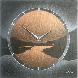 AMS Wanduhr »W9513« Made in Germany, Schiefer, Wohnzimmer, Esszimmer, Küche, Arbeitszimmer bronzefarben-schwarz Moderne Wanduhr