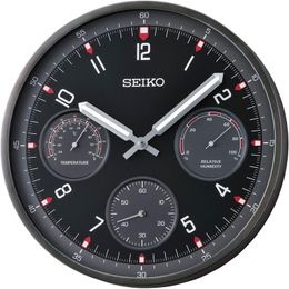 Seiko Wanduhr Quarzuhr, Leuchtzeiger, Wohnzimmer, Esszimmer, Küche, Arbeitszimmer, Flur schwarz Klassisch schöne Wanduhr