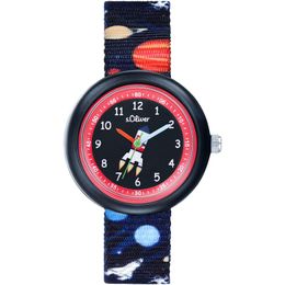s.Oliver Quarzuhr Armbanduhr, Kinderuhr, Raumf&auml;hre, Weltall, Planeten, Geschenkidee bunt-schwarz-rot Angesagte Kinderarmbanduhr