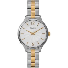 Timex Quarzuhr »PEYTON« Armbanduhr, Damenuhr, Edelstahlarmband, analog silbergoldfarben Geschmackvolle Armbanduhr für Damen