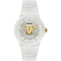 Versace Quarzuhr »V-POP GENTS« Armbanduhr, Herrenuhr, Swiss Made, Silikonarmband, analog, Saphirglas weiß Imposante Armbanduhr für Herren