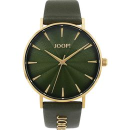 JOOP! Quarzuhr Armbanduhr, Damenuhr, analog, Lederarmband khakifarben Geschmackvolle Armbanduhr für Damen