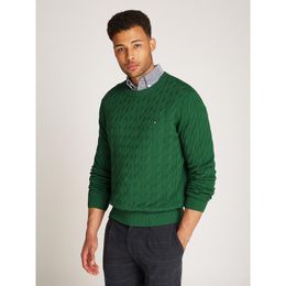 Tommy Hilfiger Strickpullover »CLASSIC CABLE CREW NECK mit Strukturstrick und Flaglabel« unifarben, casual, regular fit, Baumwolle, Rundhals Street...