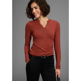 Laura Scott Longsleeve mit Knopfleiste - NEUE KOLLEKTION zimt 36/38 36/38 Longsleeve aus Jersey mit V-Ausschnitt und Knopfleiste