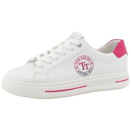 Tom Tailor Plateausneaker, Halbschuh, Freizeitschuh, Schnürschuh, Kontrastbesatz an der Ferse weiß-pink 38 38 Sportlicher Sneaker mit...
